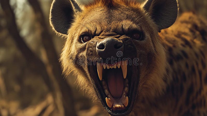 Close-up of a Snarling Hyena Showing Teeth Stock Illustration ...