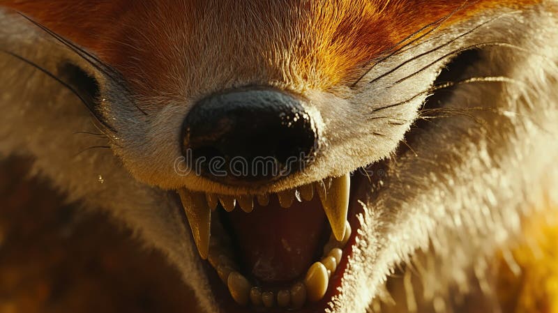 Close-up of a Snarling Red Fox S Face, Showing Teeth and Fur Stock ...