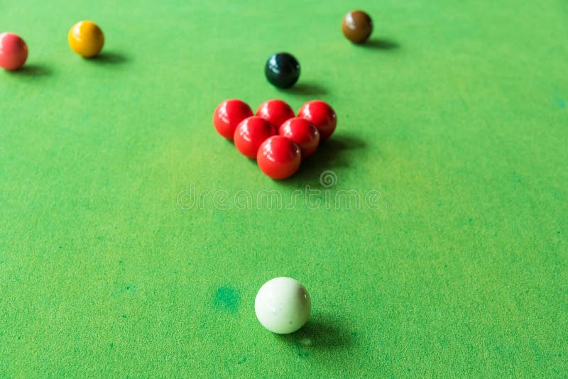 Close Up Snooker Ball on the Green Snooker Table Stock Photo - Image of ...