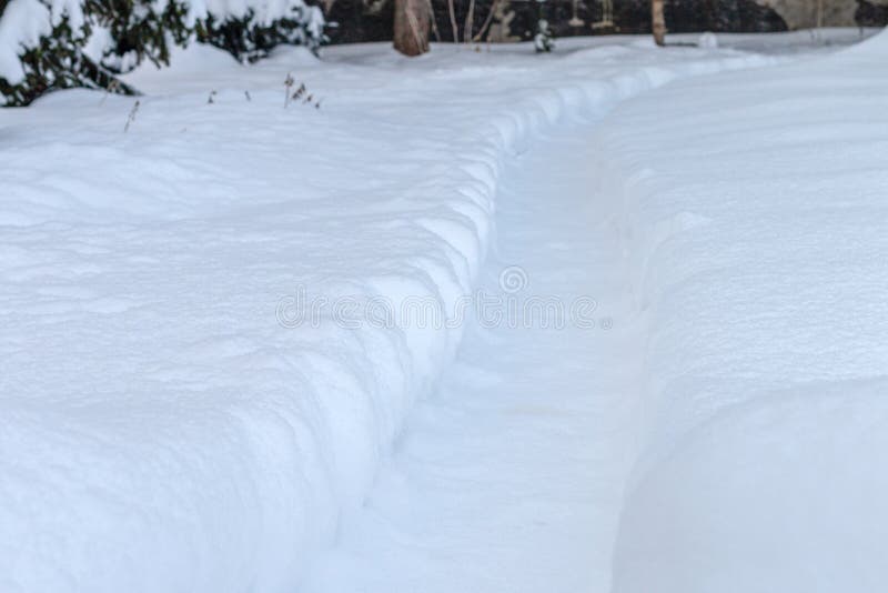 A Close Up of a Snow Covered Path Stock Image - Image of frost, covered ...