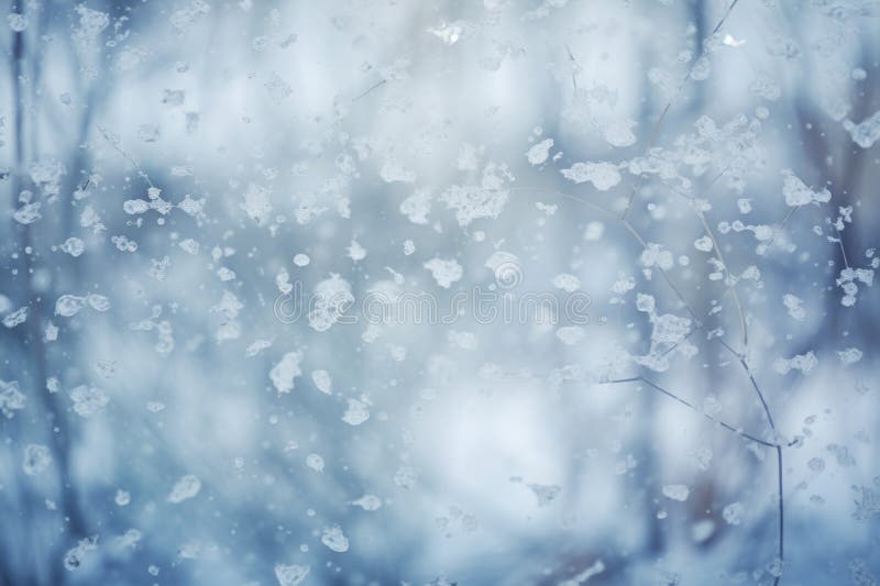 A Close Up of Snow Falling on a Window with Trees in the Background ...