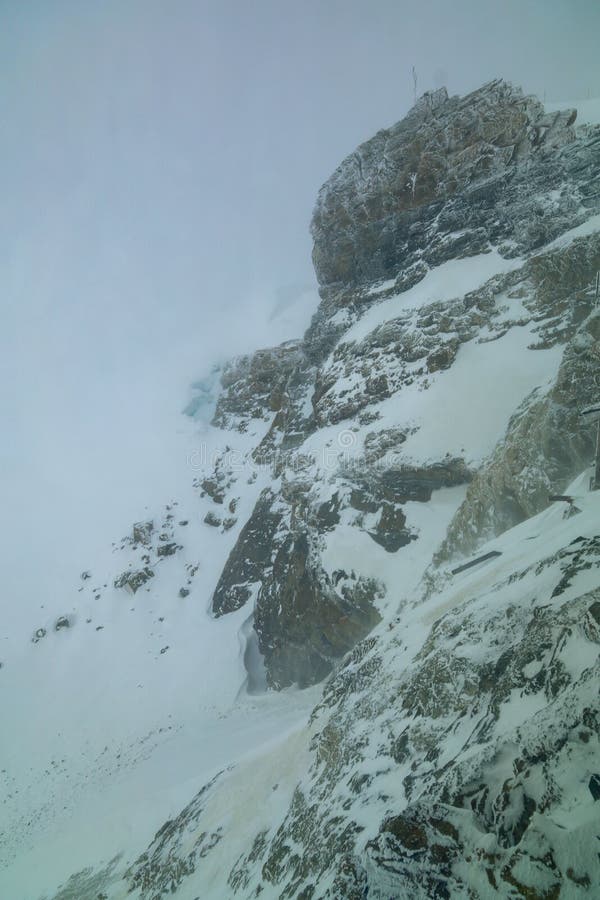 Close Up Snow on the Rock Mountain in Nature and Environment at Swiss ...