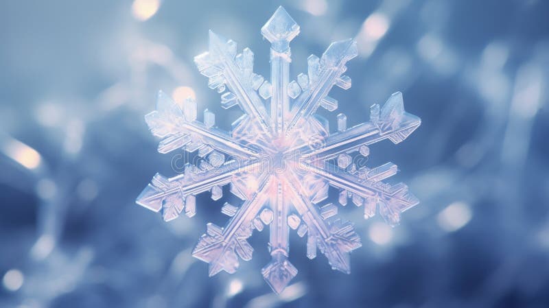 A Close Up of a Snowflake on a Blue Background Stock Photo - Image of ...