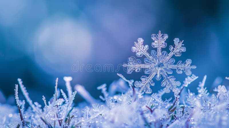 Close Up of a Snowflake in the Snow Stock Illustration - Illustration ...