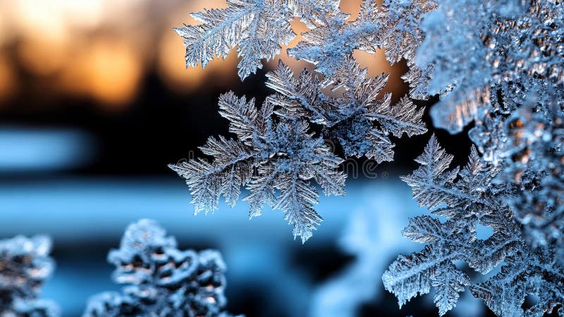 A Close Up of a Snowflake on a Tree Branch Stock Photo - Image of ...