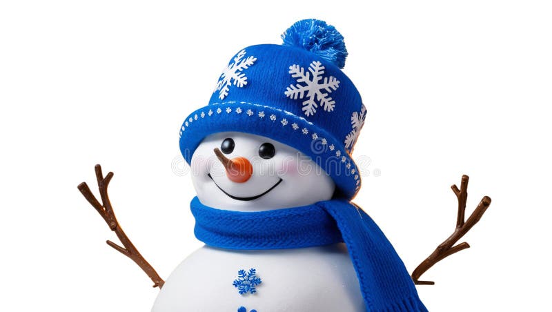 Snowman with Blue Hat and Scarf Isolated on Transparent Background ...