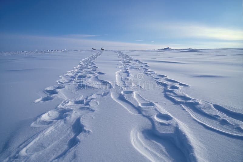 Close-up of Snowmobile Tracks in Pristine Arctic Snow Stock ...