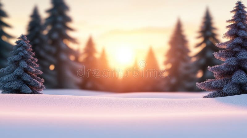 A Close Up of a Snowy Landscape with Some Trees, AI Stock Image - Image ...