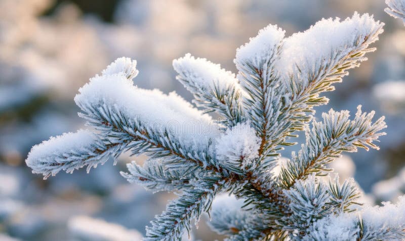 Close-up Snowy Spruce, Dense Foliage, Frost-covered Stock Photo - Image ...