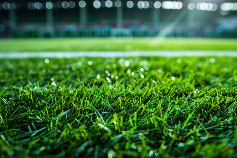Close-up of Soccer Field Under Stadium Lights Stock Image - Image of ...