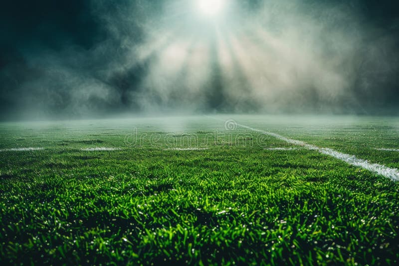 Close-up of Soccer Field Under Stadium Lights Stock Image - Image of ...