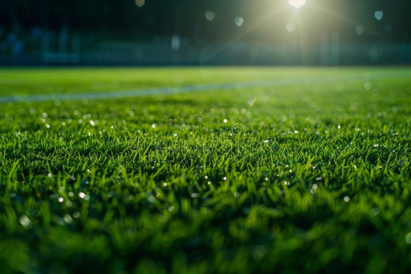 Close-up of Soccer Field Under Stadium Lights Stock Image - Image of ...