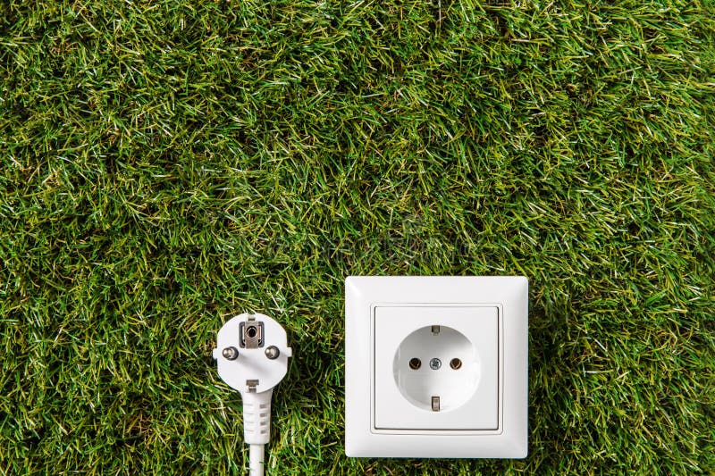 Close Up of Socket and Plug on Green Grass Stock Photo - Image of ...