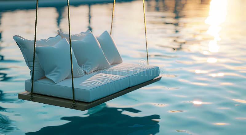 Close-up of a Sofa Swing on the Water in the Pool Stock Image - Image ...