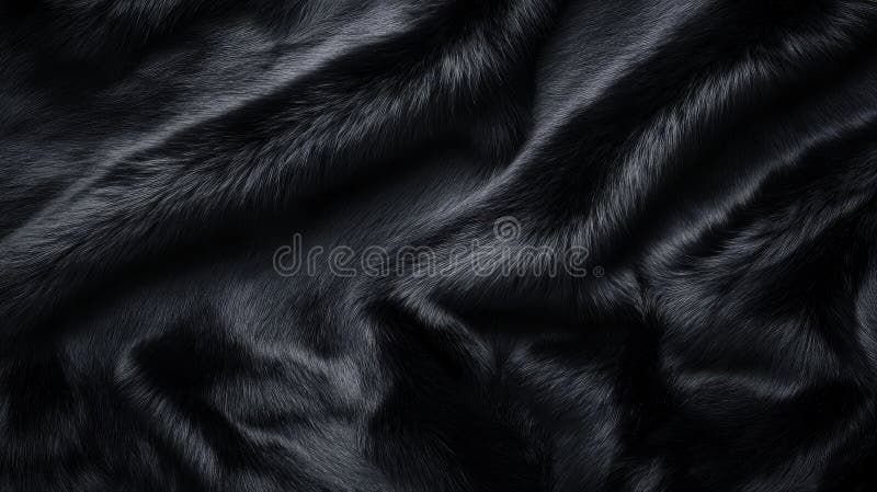 A Close-up of Soft, Black Faux Fur Fabric with a Silky Texture Stock ...