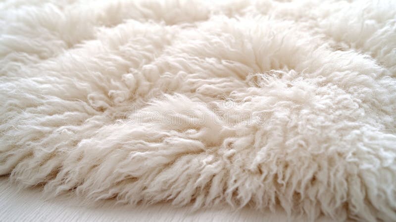 Close-up of Soft, Fluffy, White Sheepskin Rug Texture Stock ...