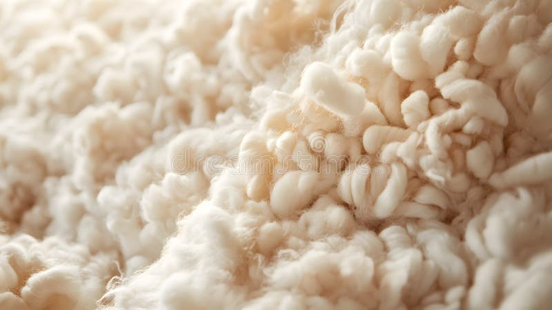 Close-up of Soft Fluffy Wool Fiber Texture in Warm Light Stock ...