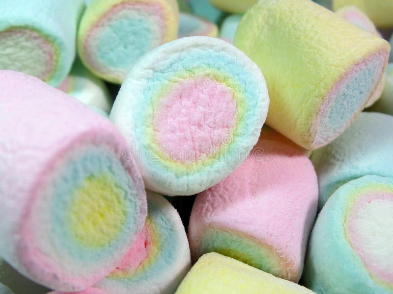 Close-up Soft Pastel Colored Puffy Marshmallows Stock Image - Image of ...