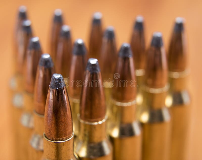 Close Up of Soft Point Bullets in a Pattern Stock Image - Image of ...