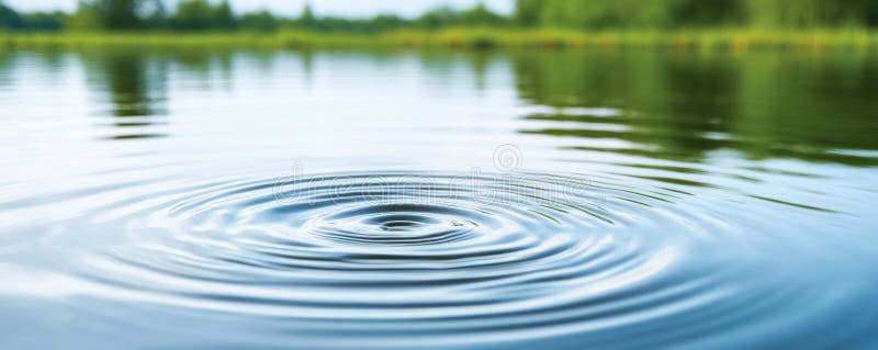 Close-up of Soft Ripples Forming on a Dark Blue Water Surface ...