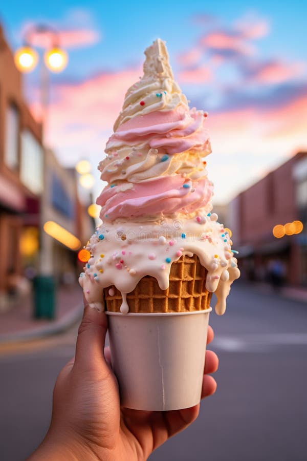 Close Up of a Soft Serve Ice Cream at Sunset Stock Image - Image of ...