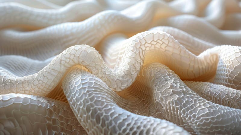 Close-up of a Soft, White Fabric with a Wavy Pattern. a Lightweight ...