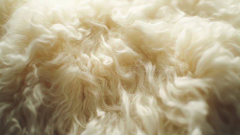 Close-up of Soft White Wool Texture with Fluffy Fibers in Natural Light ...