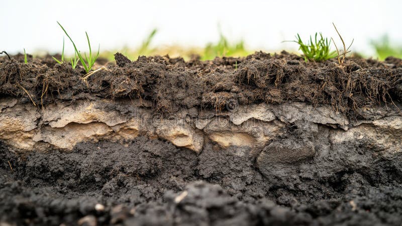 Close Up of Soil Layers with Grass Showing Earth Texture and Organic ...