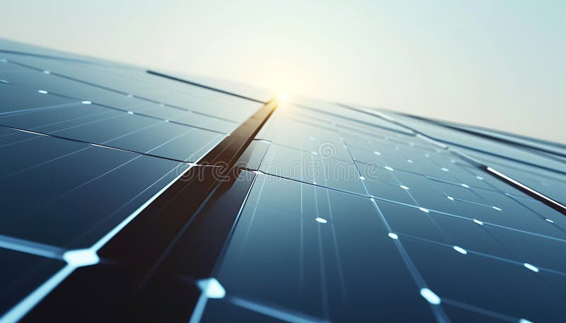 Close-up of Solar Cells on a Rooftop, Sunlight Reflection, Eco-friendly ...