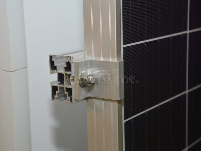 Close Up on Solar Panel Holder Stock Image - Image of install, steel ...