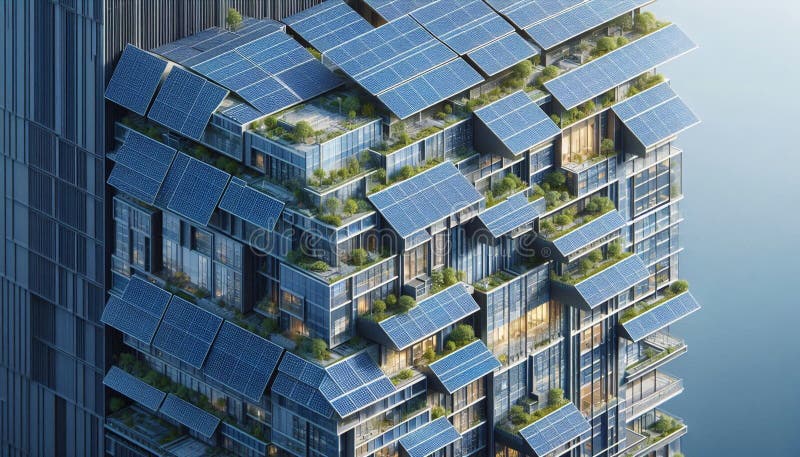 Close-Up of a Solar Panel Integrated into a Modern Building Facade ...