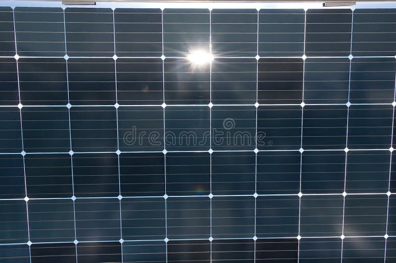 Close Up of a Solar Panel Reflecting the Sun Stock Image - Image of ...