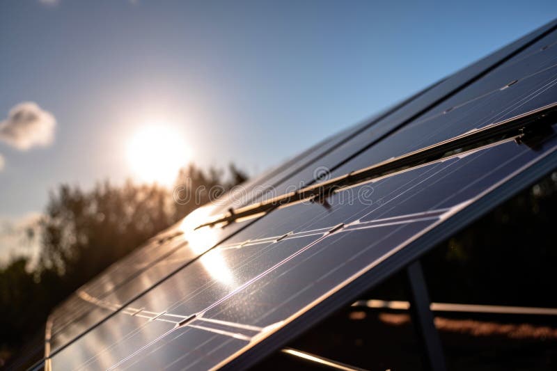 Close-up of Solar Panel, with the Sun Shining Behind it Stock ...