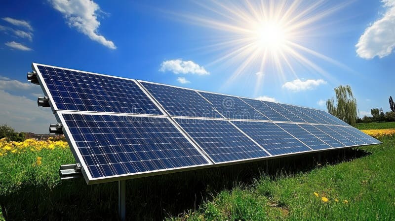 Close-up of Solar Panel System Under Bright Sunlight Stock Photo ...