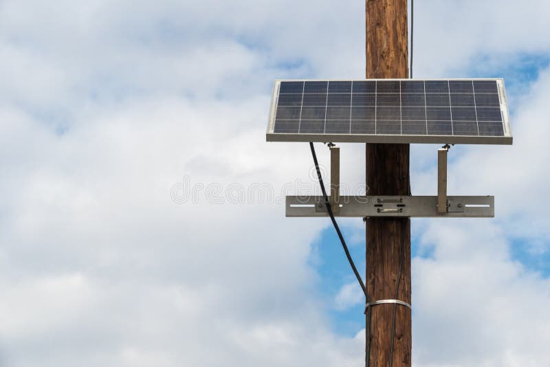 Solar Panel on Telephone Pole Stock Photo - Image of power, innovation ...