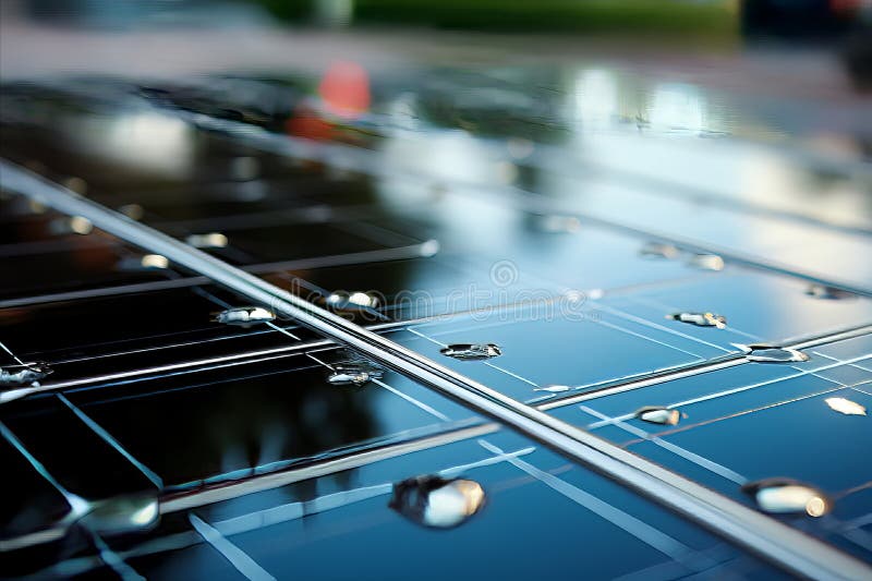 Close-Up Solar Panel Texture and Detailed Rooftop with Sunlight ...