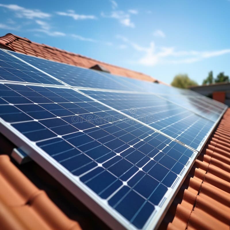 Solar Panel on Top of House Rooftop Generative AI Stock Illustration ...