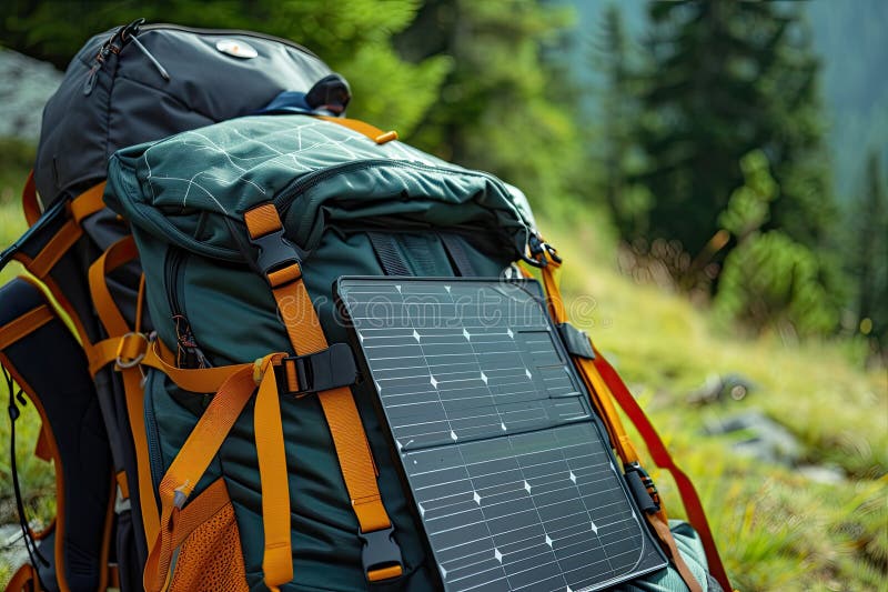 A Close-up of Solar Panels on a Backpack, Demonstrating Portable Solar ...