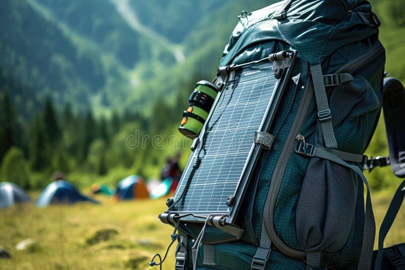 A Close-up of Solar Panels on a Backpack, Demonstrating Portable Solar ...