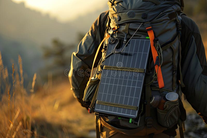 A Close-up of Solar Panels on a Backpack, Demonstrating Portable Solar ...