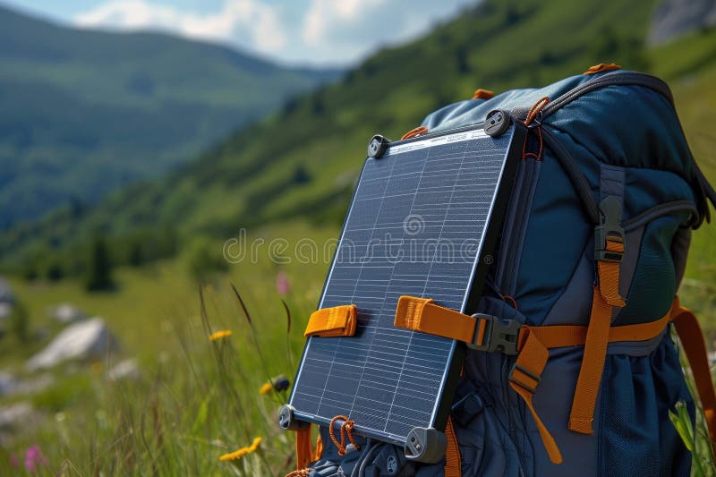 A Close-up of Solar Panels on a Backpack, Demonstrating Portable Solar ...