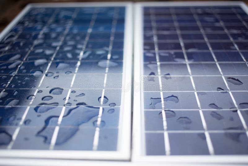 Close-up Solar Panels Solar Cell Stock Photo - Image of close, rain ...