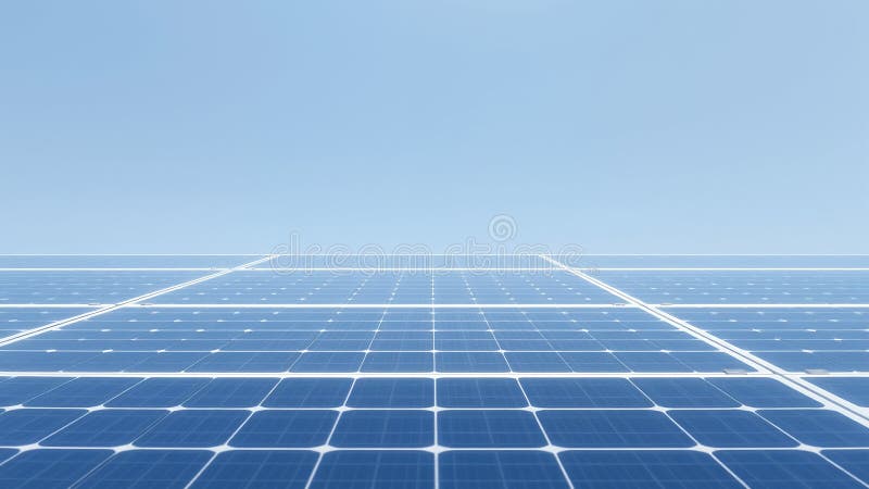 A Closeup of Solar Panels with a Clear Blue Sky Stock Illustration ...