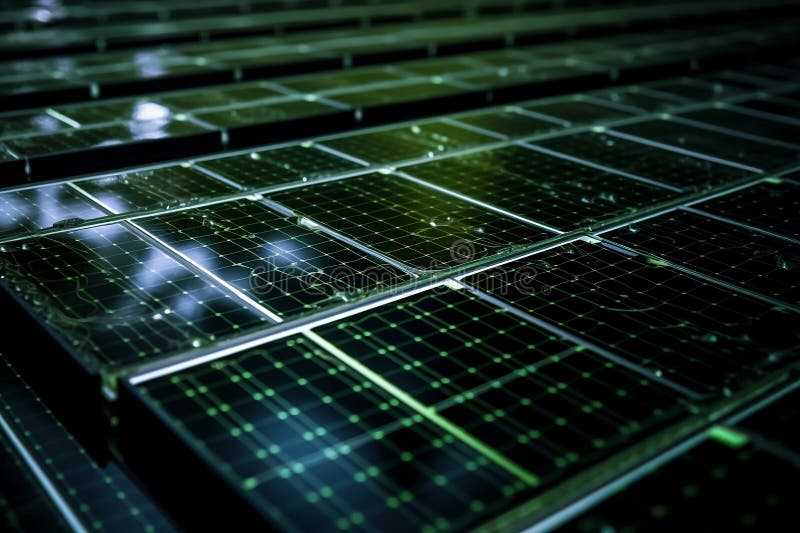 Close-up on Solar Panels. Generative AI. Stock Illustration ...