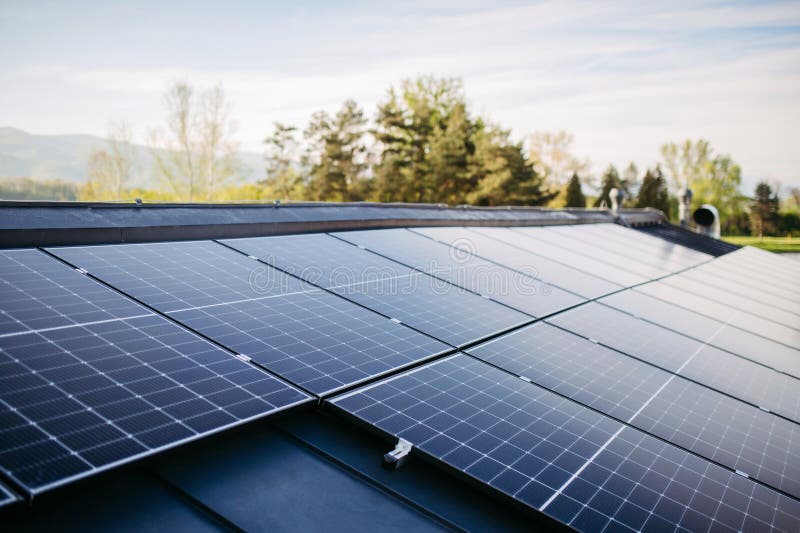 Close Up of Solar Panels on the Roof. Stock Image - Image of installed ...