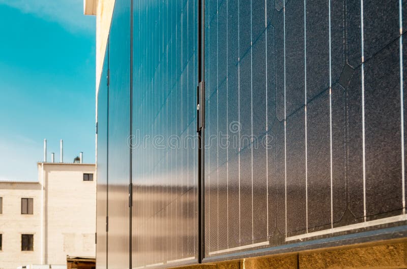 Close Up of Solar Panels on the Wall Stock Image - Image of facade ...