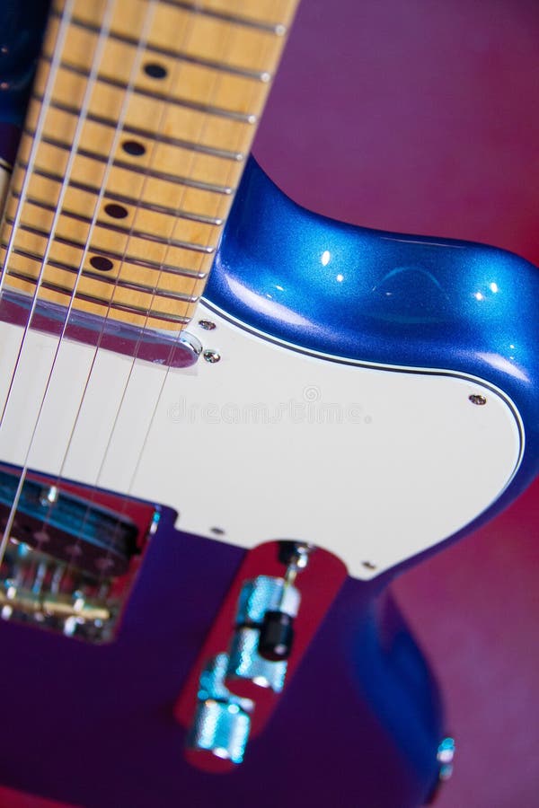 Close Up of a Solid Blue Electric Guitar Stock Image - Image of close ...