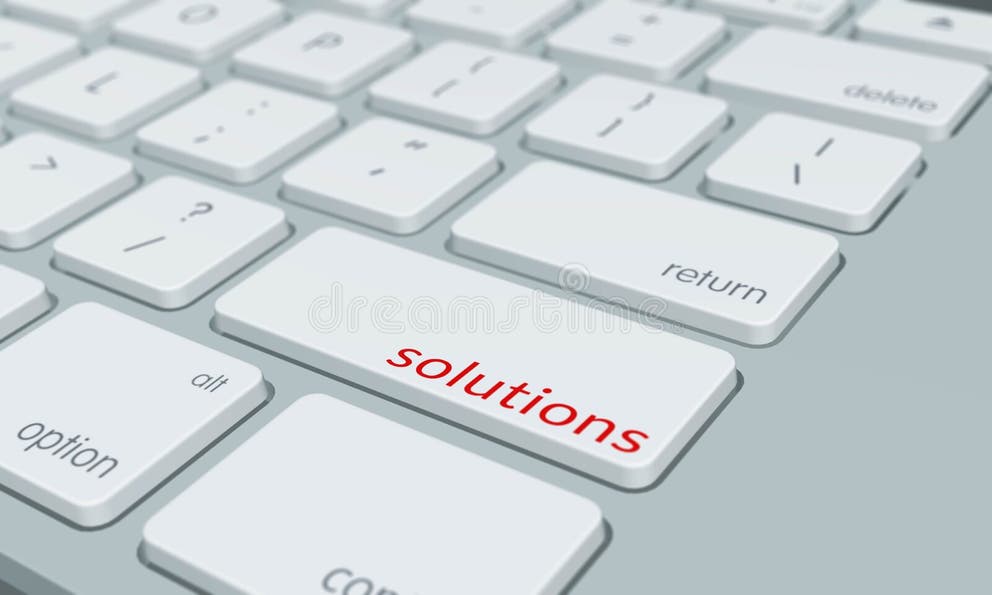 Close Up of Solutions Keyboard Button Stock Illustration - Illustration ...
