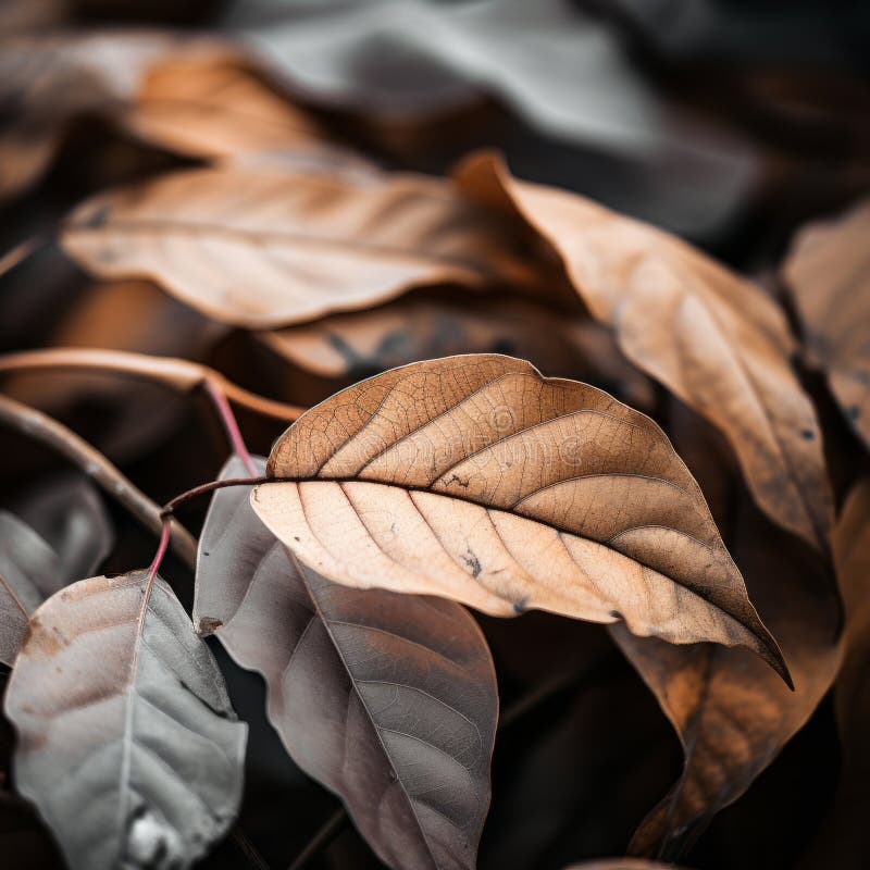 A Close Up of Some Brown Leaves on the Ground Stock Illustration ...