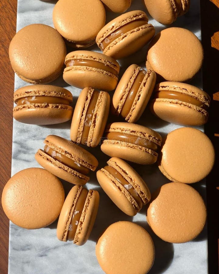 Close Up of Some Cappuccino Macarons Stock Photo - Image of sweetness, cream: 326427120